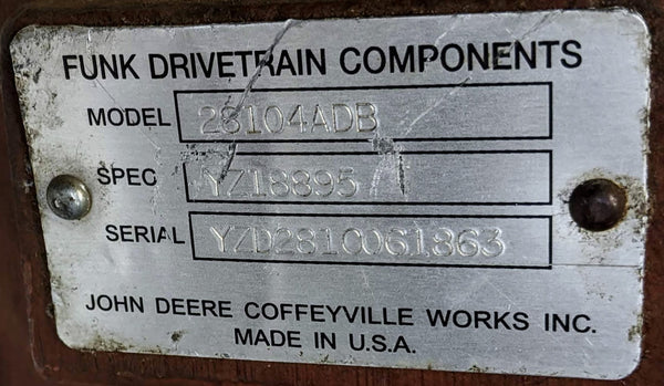 FUNK / JOHN DEERE PUMP DRIVE (REBUILT/OLD STOCK) / MODEL 28104ADB / SP ...